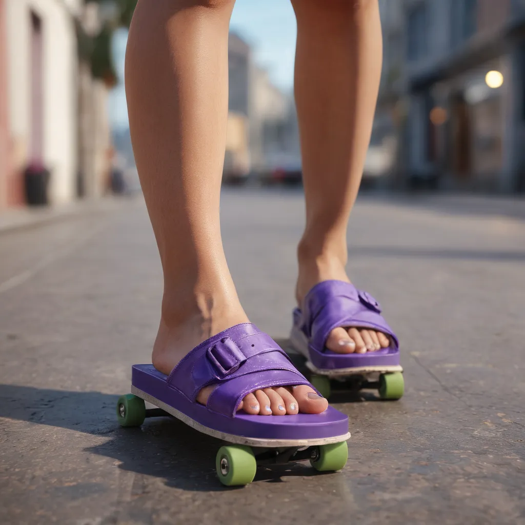 Unveiling the Fascination: Purple Slide Sandals in Skateboarding Culture